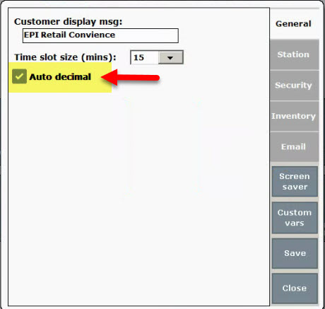 Modify Auto Decimal Preference - Exatouch Knowledge Base