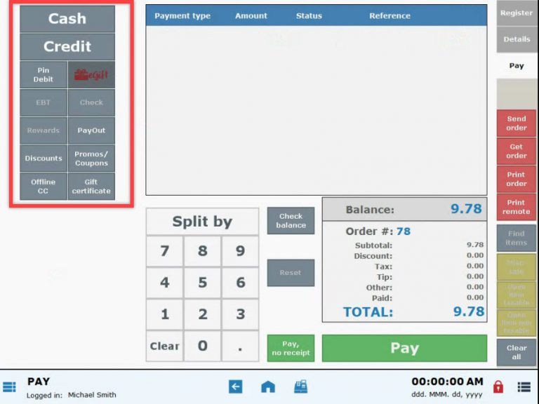 Accept Payment from the Pay Screen - Prior Releases - Exatouch Knowledge Base