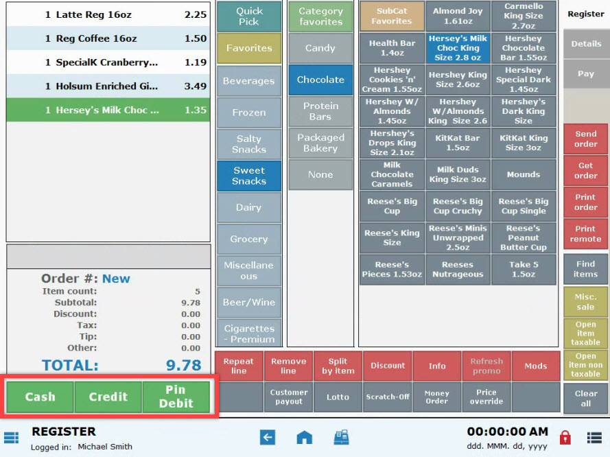 Accept Payment from the Register Screen - Prior Releases - Exatouch ...