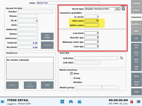 Modify Inventory Level - Prior Releases - Exatouch Knowledge Base