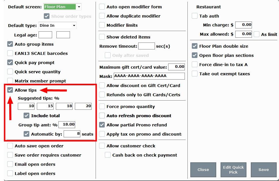 Add Tip Suggestions on Receipts – Exatouch Knowledge Base