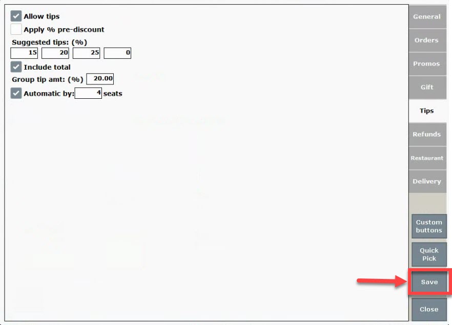 Add Tip Suggestions on Receipts – Exatouch Knowledge Base