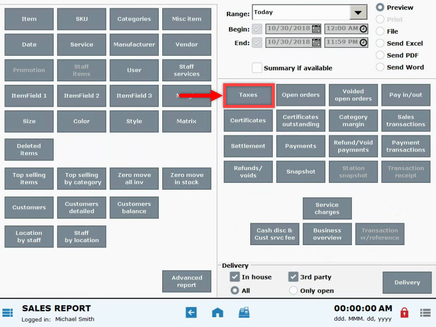 Tax Report – Exatouch Knowledge Base