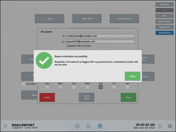 Schedule and Email Reports - Exatouch Knowledge Base