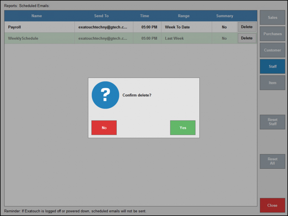 Schedule and Email Reports - Exatouch Knowledge Base