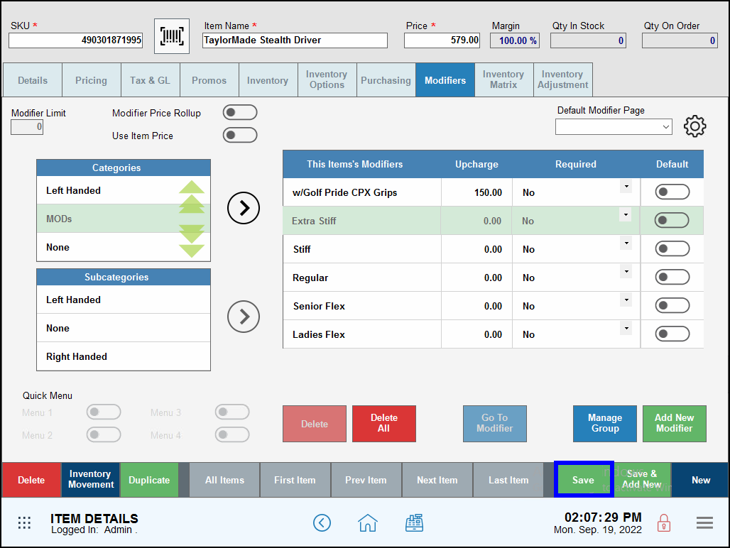 Add Modifiers to an Item – Exatouch Knowledge Base