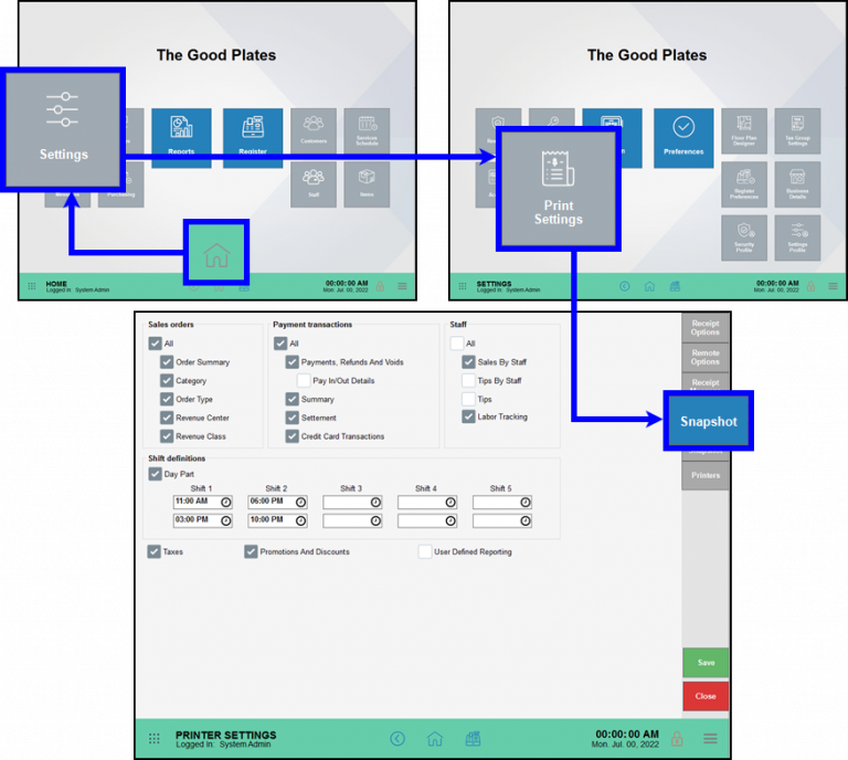 Customize Snapshot Report Preferences - Exatouch Knowledge Base