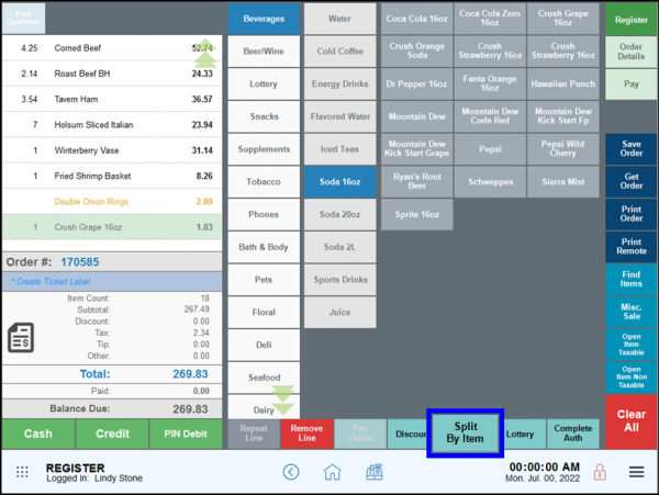 Split Orders or Checks by Item – Exatouch Knowledge Base