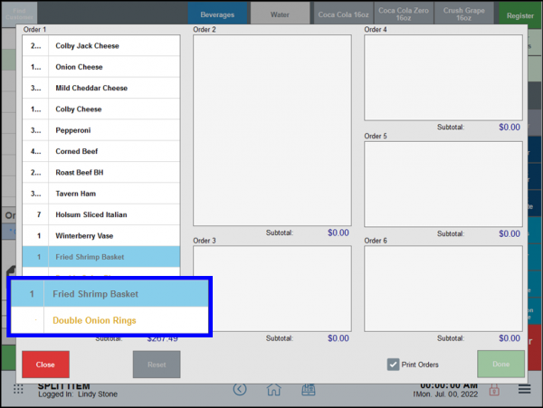 Split Orders or Checks by Item – Exatouch Knowledge Base