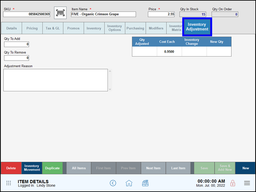 Modify Inventory Levels – Exatouch Knowledge Base
