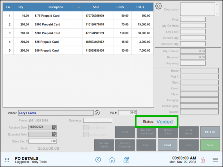 Void a Purchase Order - Exatouch Knowledge Base