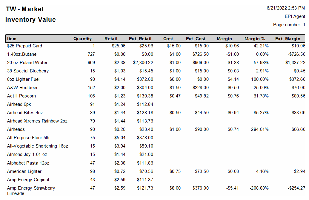 Inventory Valuation Reports Exatouch Knowledge Base